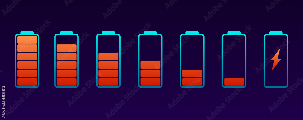 Vector battery symbol set different level of charge for ui energy ...