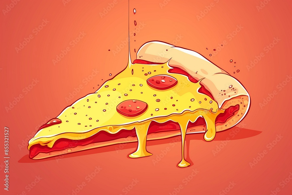 a funny cartoon of cheese pizza slice flat illustration, Hilarious ...