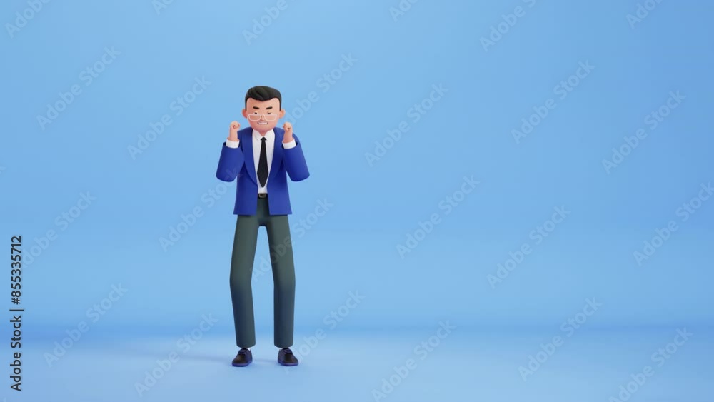 Angry business man character, 3d render animation. Furious, Enraged man ...
