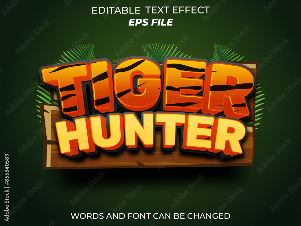 tiger hunter text effect, font editable, typography, 3d text for games ...