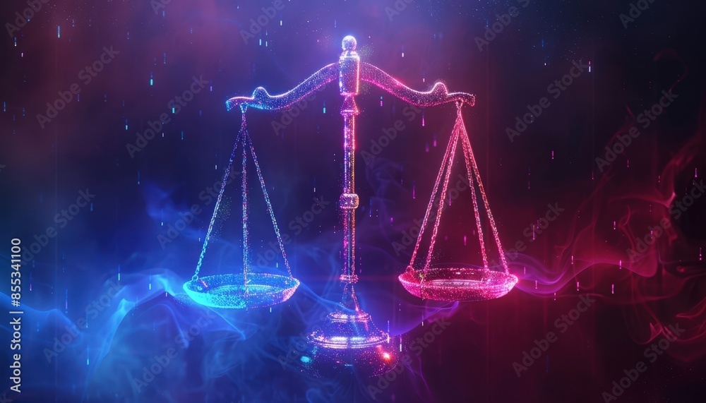 Balanced Scale of Justice, Equal Signs, Symbolic Representation, Legal ...