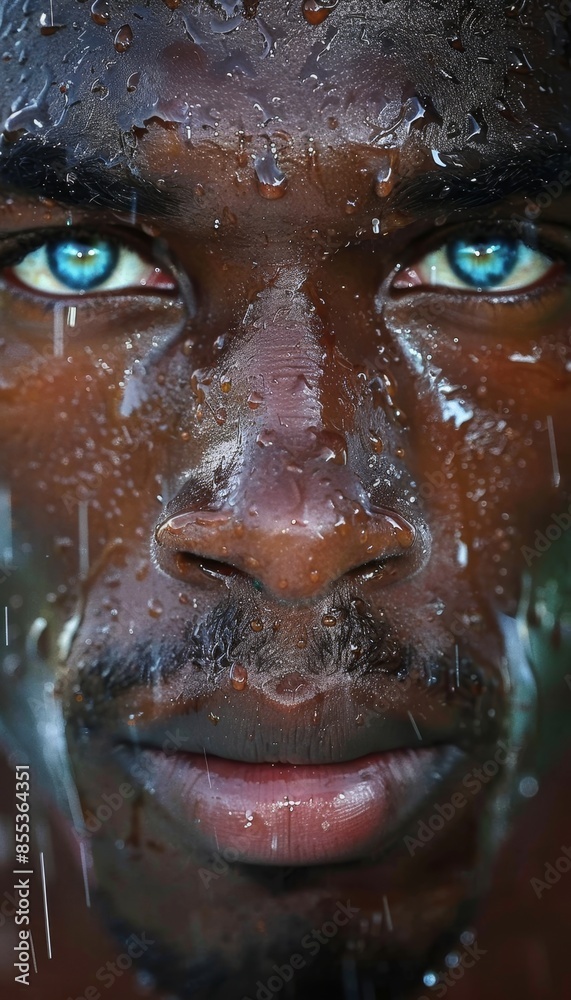 Intense focus sprinter s face at starting line, ready for race summer ...