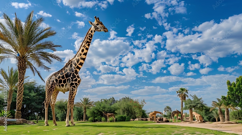Giraffe Al Ain Zoo natural beauty animals scenery Great Views blue sky ...