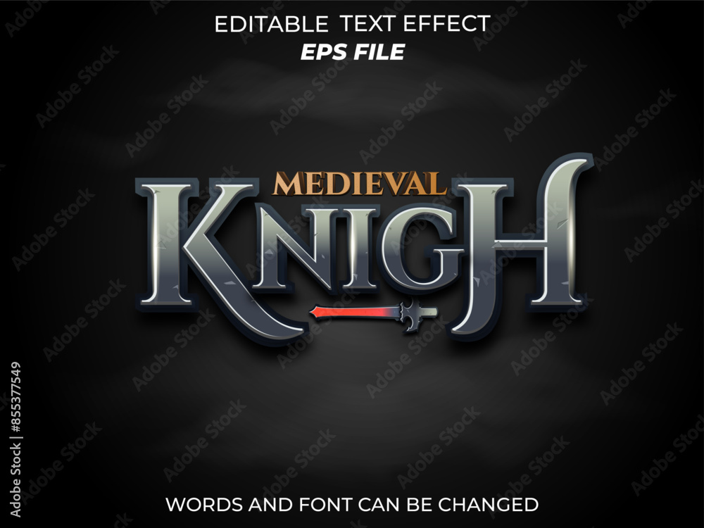 medieval knight text effect, font editable, typography, 3d text for ...