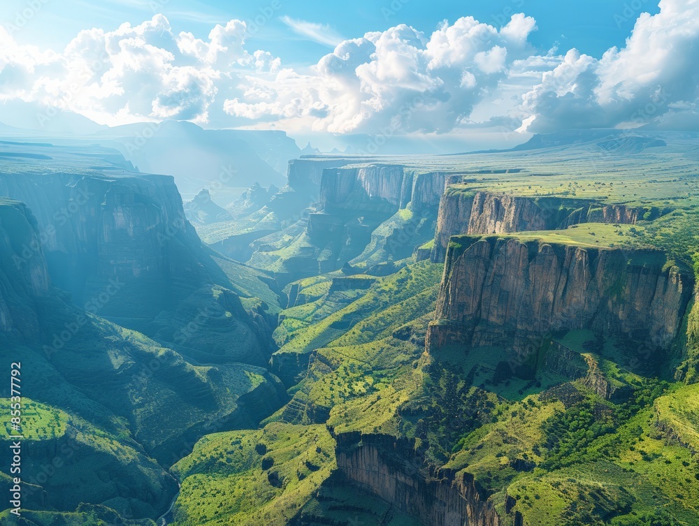 Foto de Aerial view of the Ethiopian Highlands with their dramatic ...