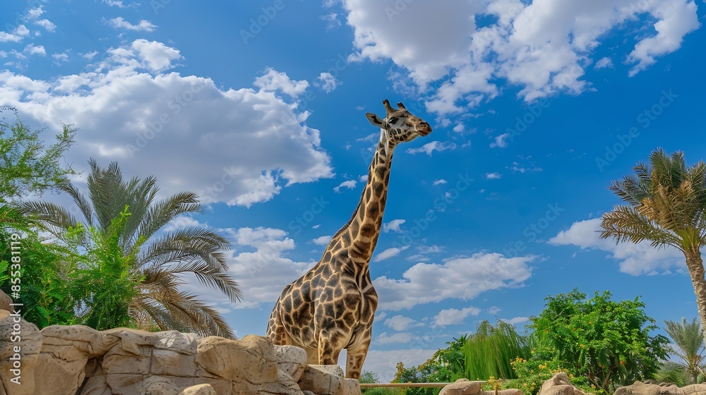 Giraffe Al Ain Zoo natural beauty animals scenery Great Views blue sky ...