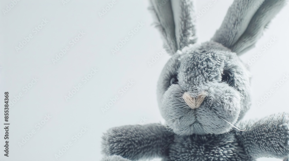 grey rabbit doll plaything for kids isolated on white background child ...