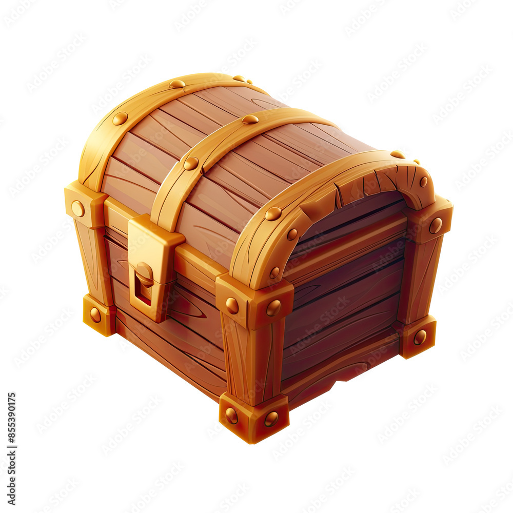 Wooden Chest 3D Icon | Cartoon Game Style | Clay Render | Isolated on ...