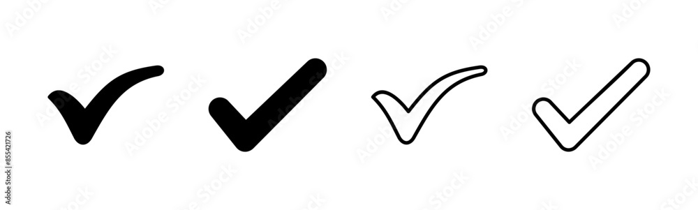 Check mark icon set. Check mark icon. Tick mark symbol vector Stock ...