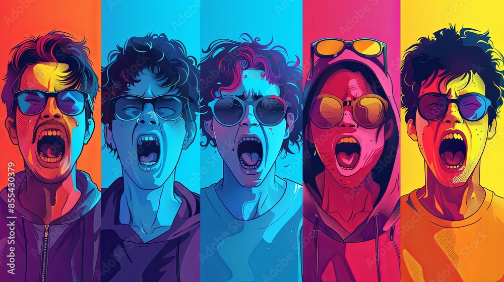 Rage, hatred, anger expressions, emotions set. Mad rude aggressive ...