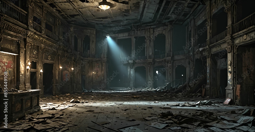 abandoned gothic palace house mansion building interior. post ...