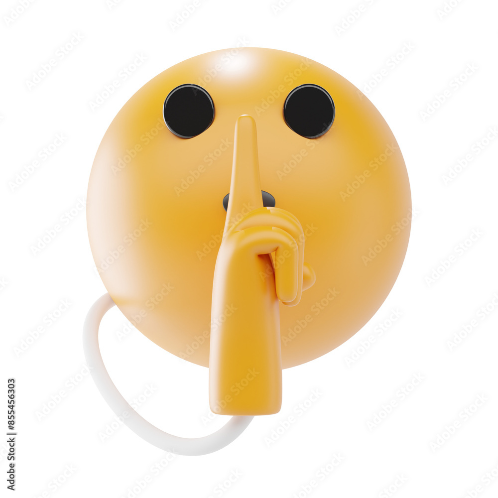 shushing face emoji 3d icon and illustration Stock Illustration | Adobe ...