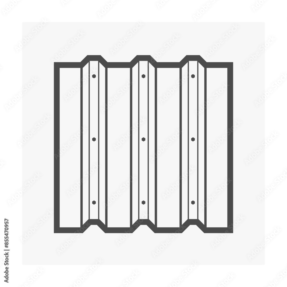 Metal sheet vector icon. Panel of iron steel with corrugated striped ...