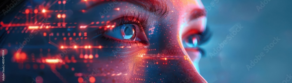 AI creating hyperrealistic deepfakes, visualized as digital masks ...