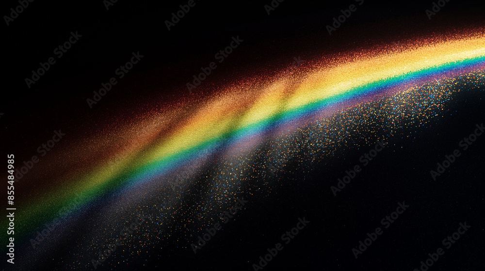 The luminous spectrum of the rainbow on black background, very small ...