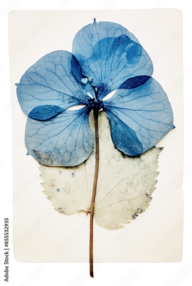 PNG Real Pressed a single blue hydrangea flower plant petal. Stock ...
