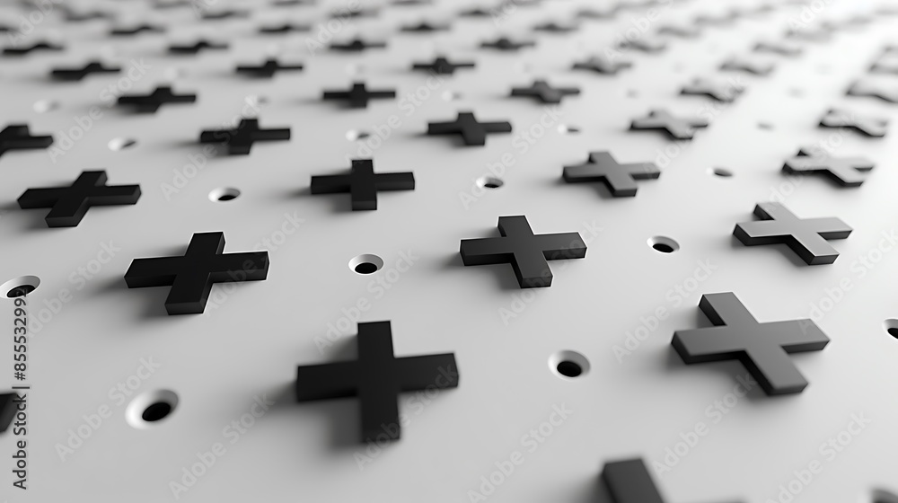 An abstract design of minimalist crosses in a repeating grid pattern ...
