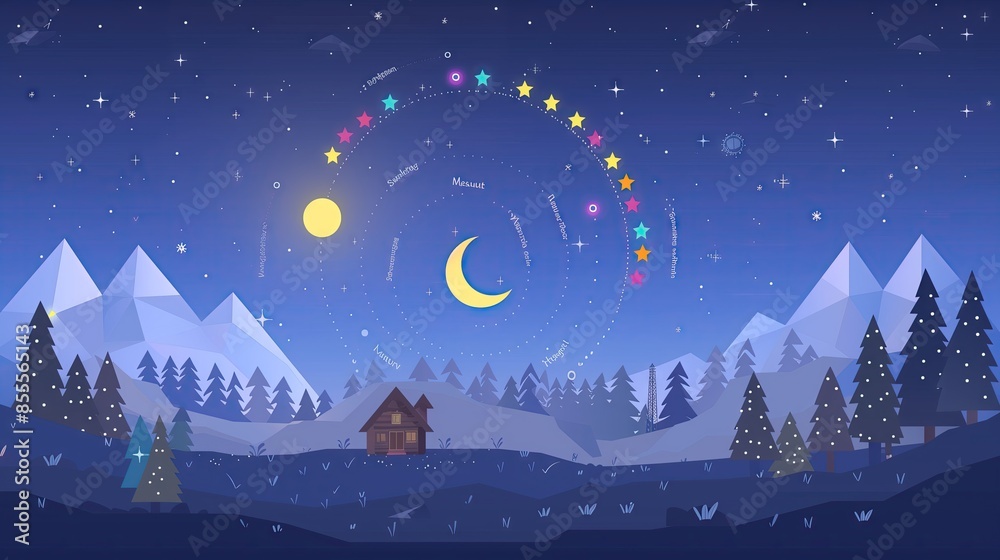 Graphic of astronomical phenomena occurring on the summer solstice in ...