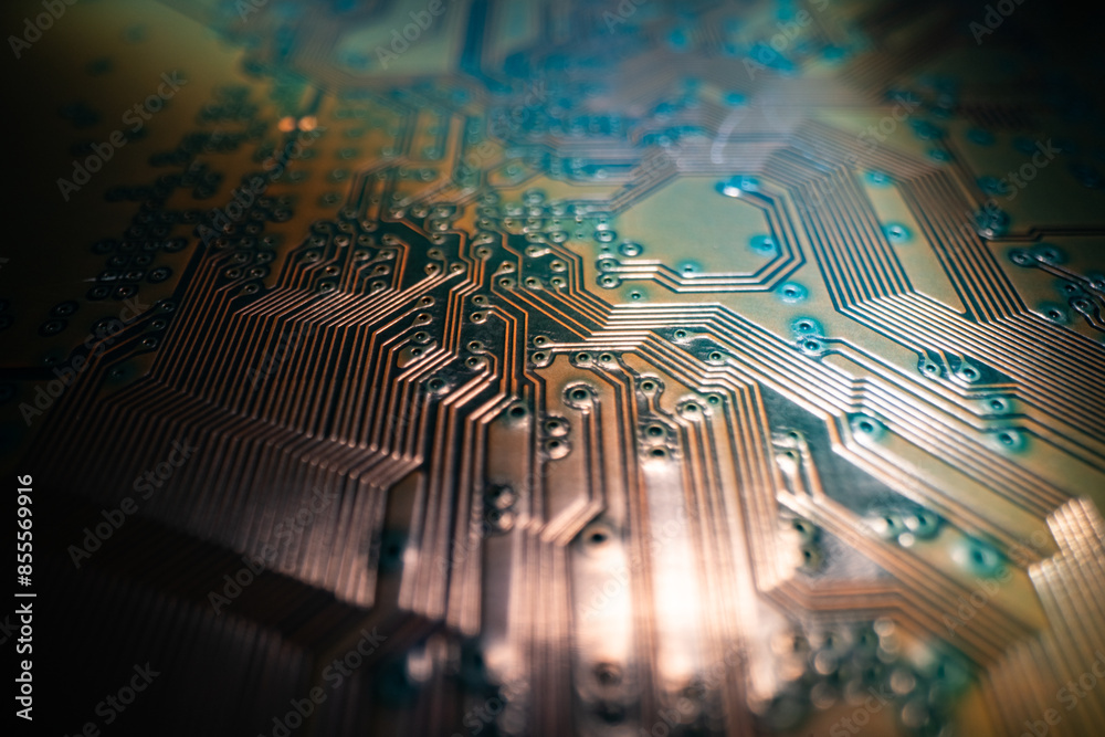 Circuit board. Technological electronic plate with roads and other ...