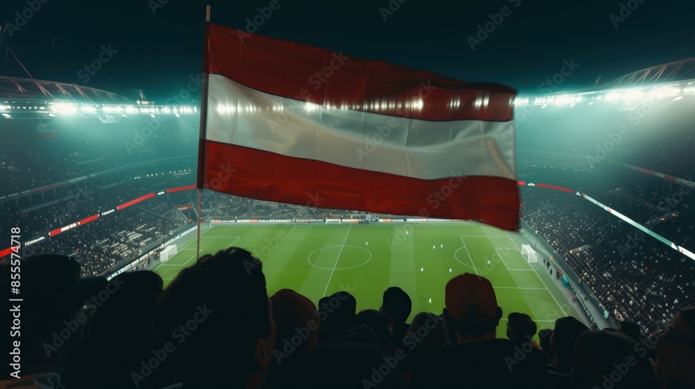Excited Austria Fans Cheering at Sunset Football Game - Championship ...