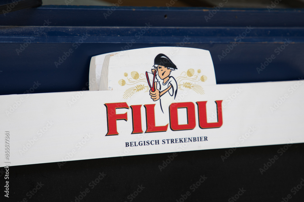Filou belgish strekenbier Belgian ale beer sign text and logo bar brand ...