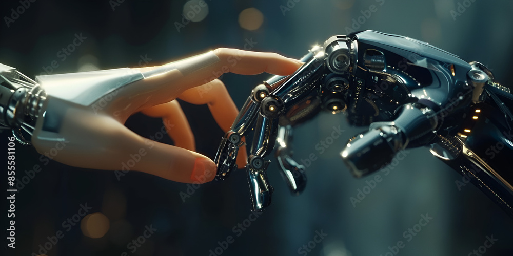 human hand, reaching out, robotic hand, technology, artificial ...