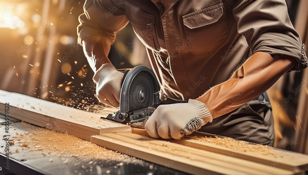 worker cutting steel, carpenter at work, female construction worker on ...