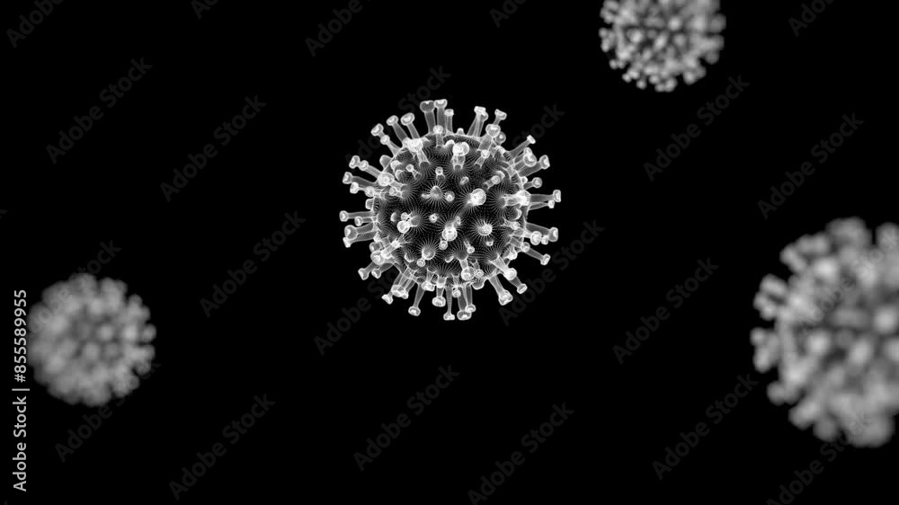 This video shows a 3D model of a coronavirus particle. The model is ...
