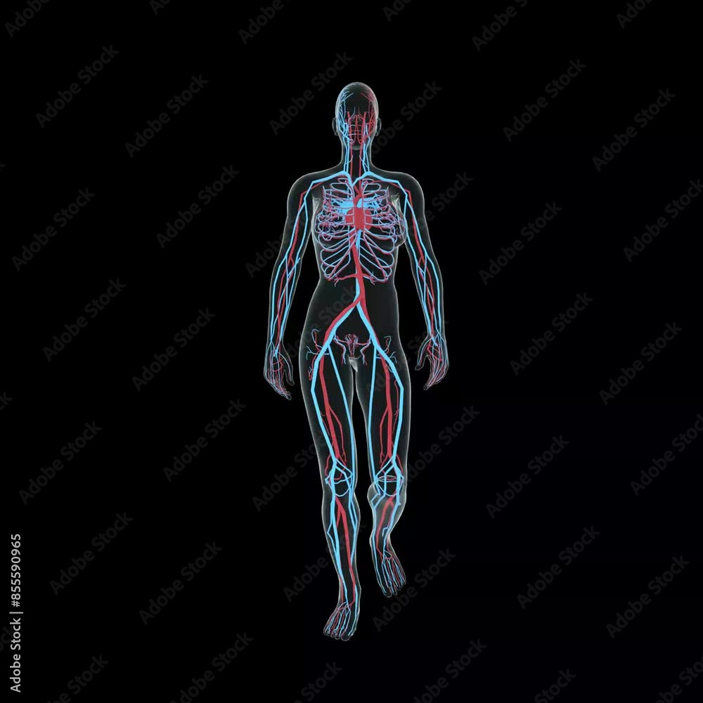 This animation shows a detailed view of the human circulatory system ...