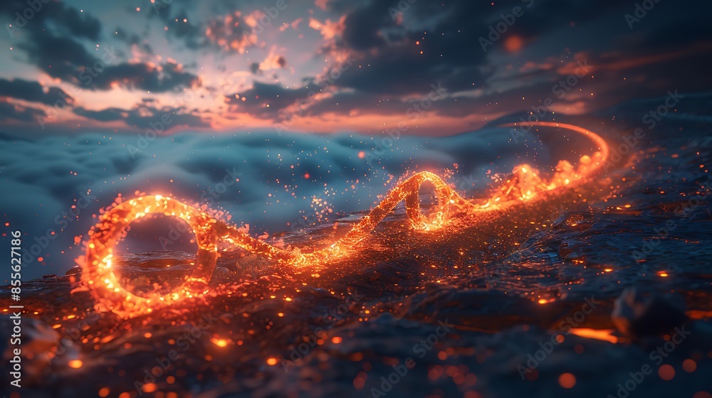 A detailed image of double exposure of infinity symbols with roadways ...