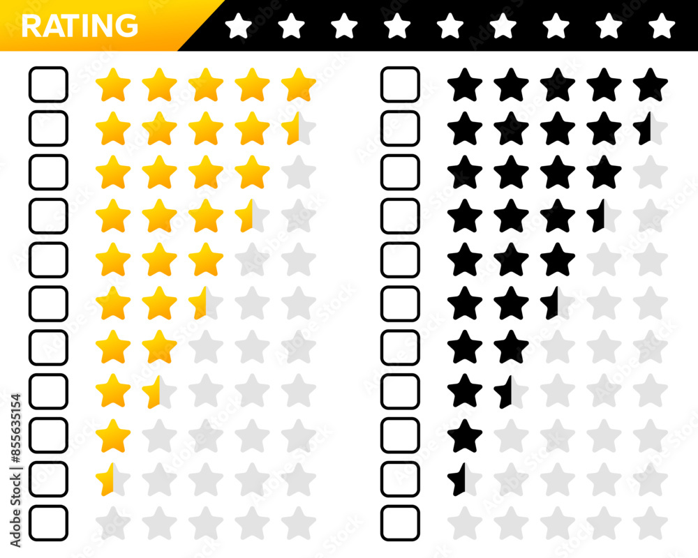 Set rating stars icon badges. Feedback customers. Rank, level of ...