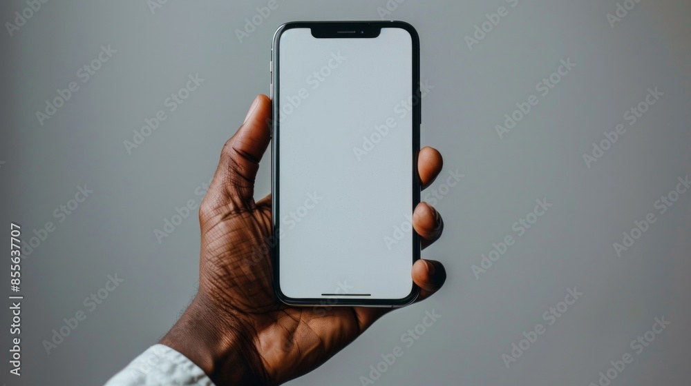 23 320 hand with great design holds big phone with white screen iphone ...
