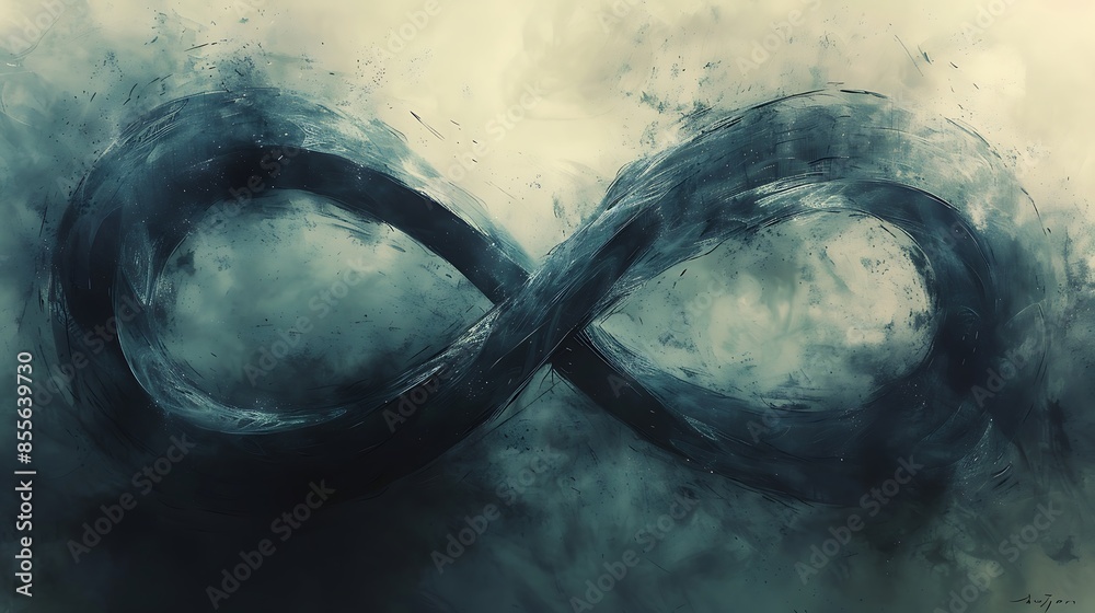 An abstract design of hand-drawn infinity symbols in a continuous ...