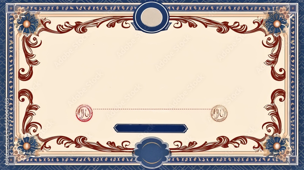 Elegant vintage certificate design with ornate border and floral ...