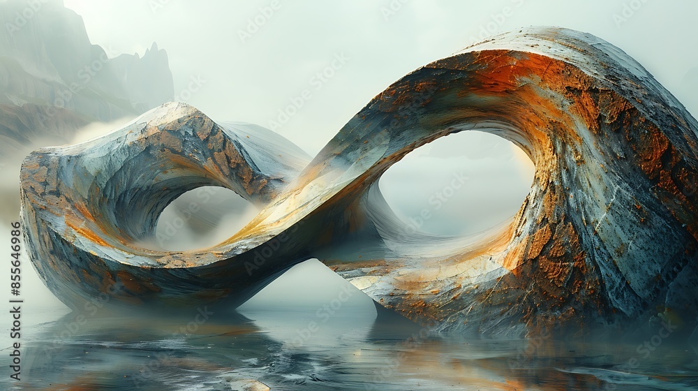 An artistic depiction of infinity symbols made of flowing water in a ...