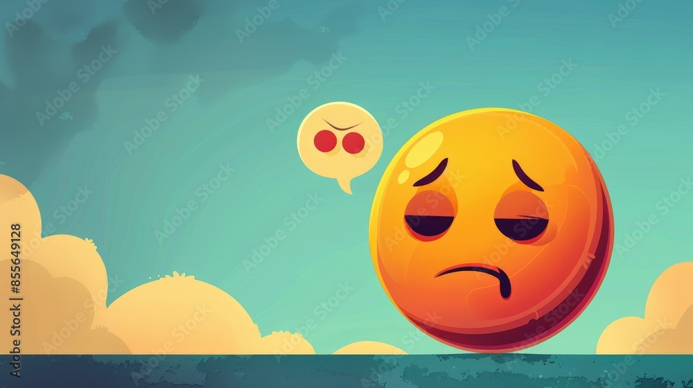 A cartoon illustration of a sad character emoji is shown expressing a ...