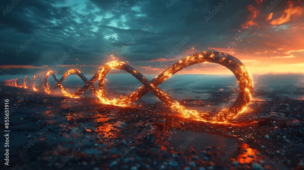 Floral infinity loops on a bright spring day. The loops are made of ...