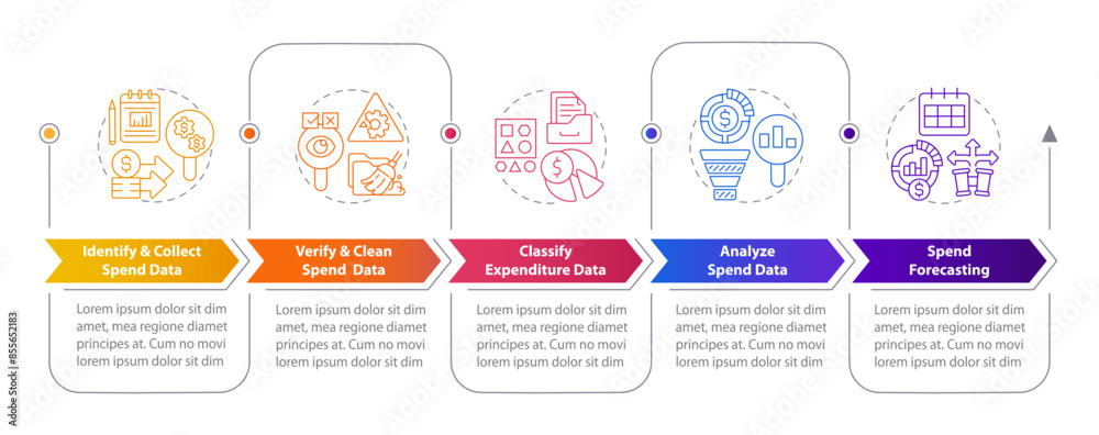Spend management elements rectangle infographic template. Data ...