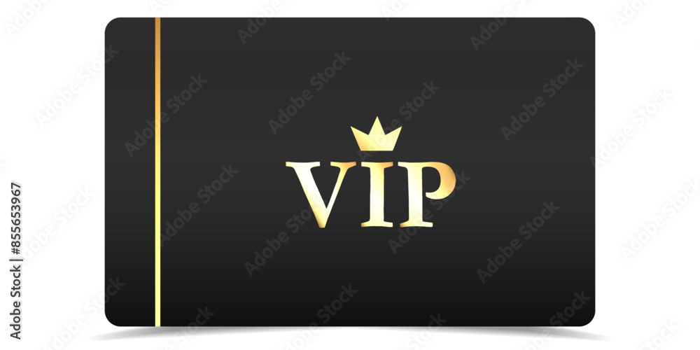 Vip. Vector black banner with gold vip text. Vip label. Vip and black ...