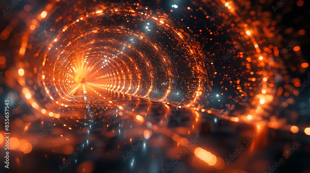 A detailed image of an infinite mirror room effect with repeating ...