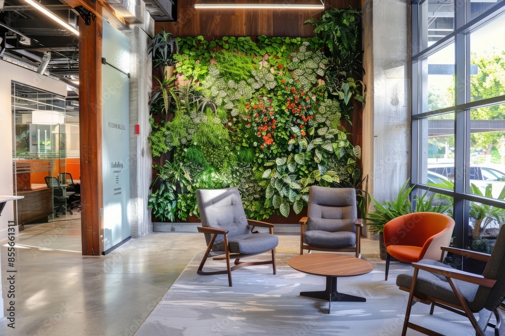 Professional Photography of a go green office with a living wall and ...