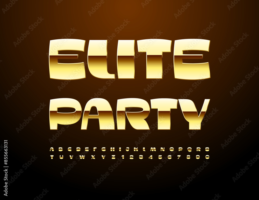 Vector premium invitation Posh Party. Exclusive Gold Font. Modern ...