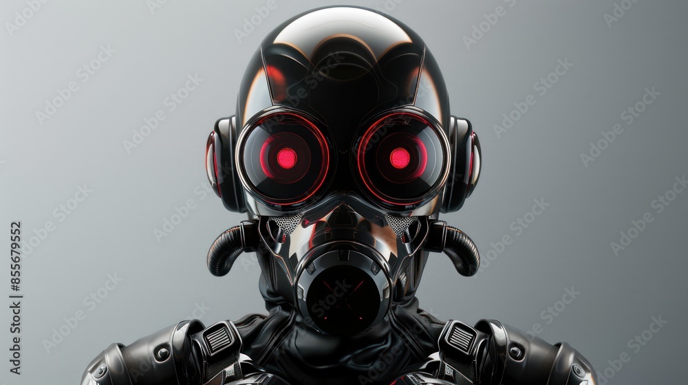 Robot bionic cyberpunk style respirator gas mask head. AI generated ...