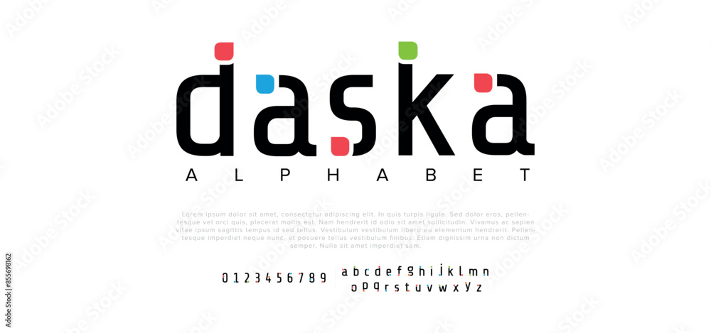 Vetor de Daska Abstract digital technology logo font alphabet. Minimal ...