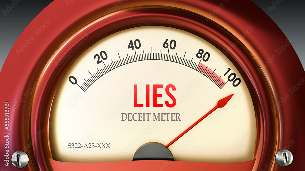Lies and Deceit Meter that is hitting a full scale, showing a very high ...