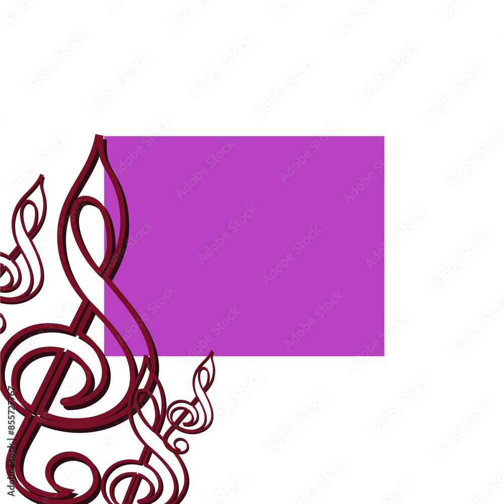 Red Treble Clef Notes with Blank Frame on Png Background for Music ...