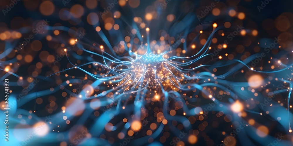 Abstract Art Symbolizing Brain Cells Interacting In A Complex Neural
