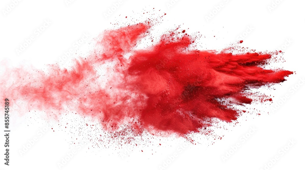 Red powder splash on white background, red dust explosion, red paint ...
