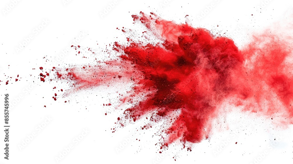 ภาพประกอบสต็อก Red powder splash on white background, red dust ...
