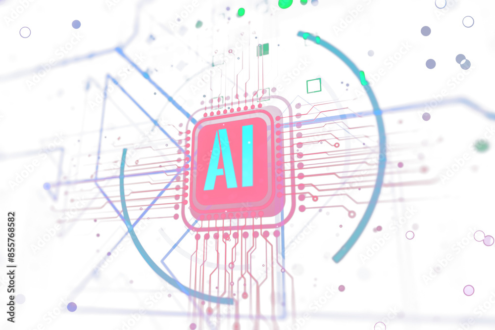 Abstract AI chip design with glowing elements and circuit lines on a ...